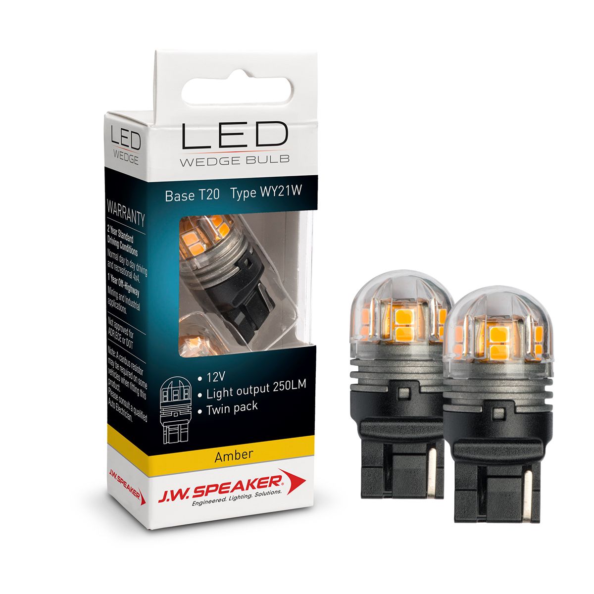 JW Speaker LED Wedge Globe T20 12-24V WY21W Amber 250lm (Pair ...